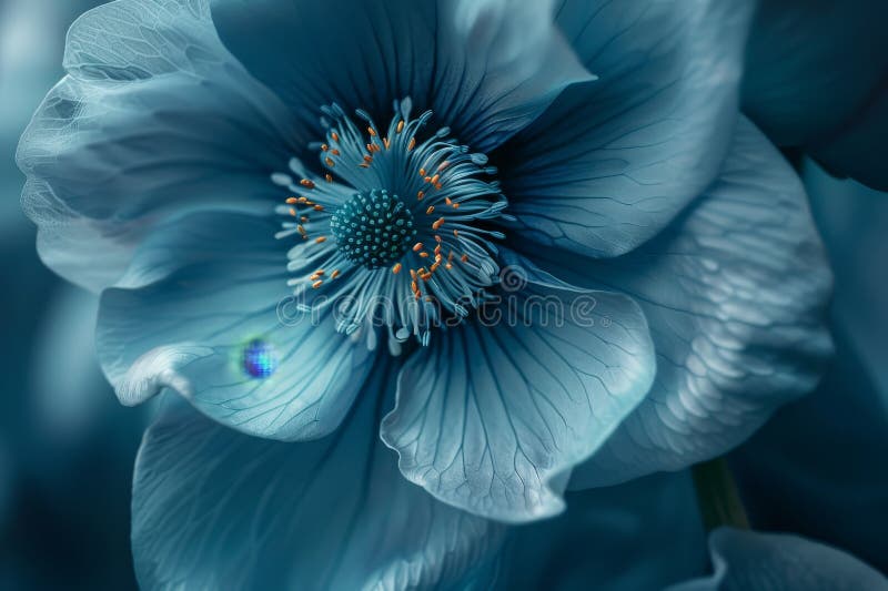 Detailed View of the Elegant Curves and Lines of a Blue Bloom in Full ...