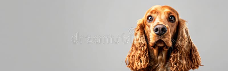 A Detailed View of an English Cocker Spaniel Dogs Face Against a Solid ...