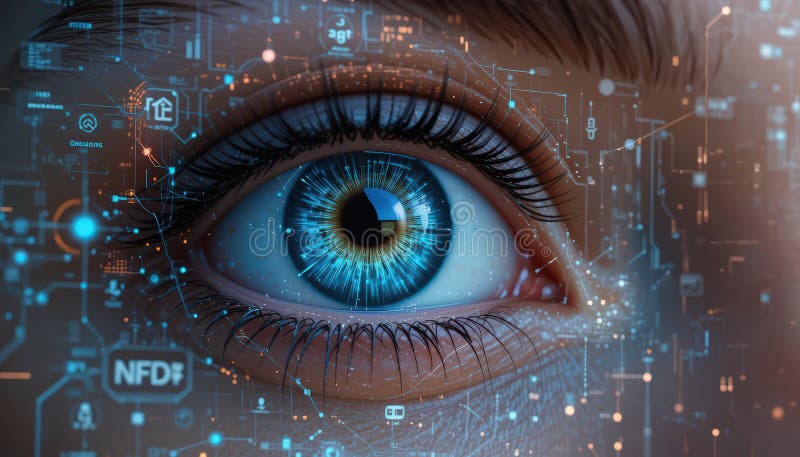 Close-up of an Eye with Digital Elements, Showcasing Advanced ...