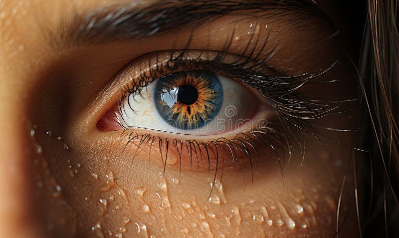 Water Drops on Close Up of Persons Eye Stock Photo - Image of ...