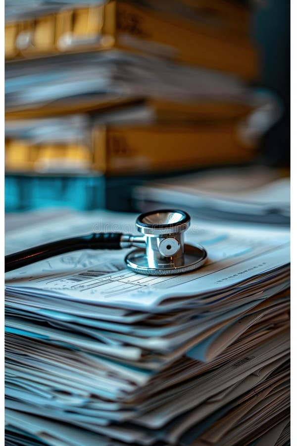 Close Up of Stethoscope Resting on Medical Files in Clinical ...