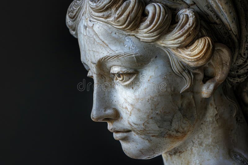 A Detailed View of a Female Statue S Face and Neck Stock Photo - Image ...