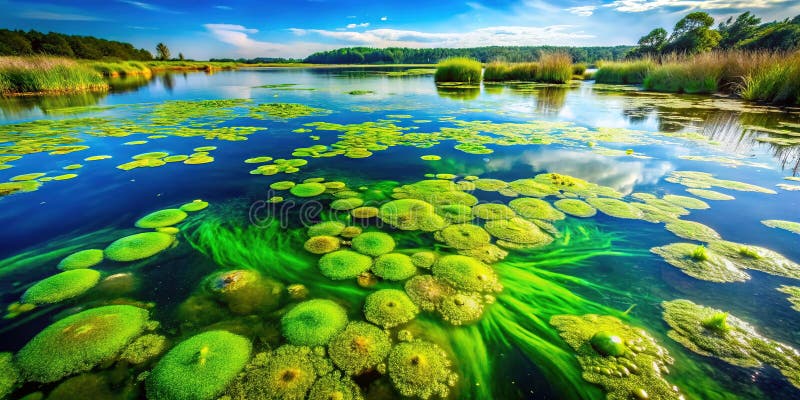 A Detailed View of Floating Algae and Aquatic Plants on an Acidic Pond ...