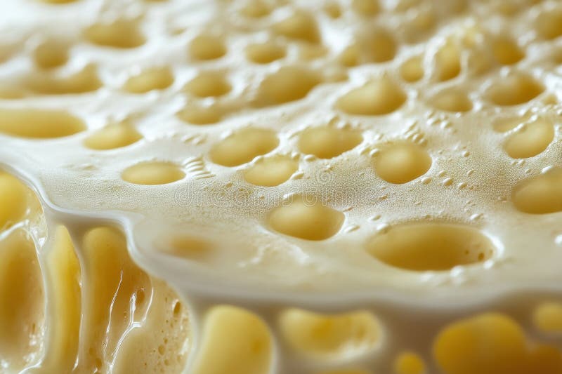 Detailed View of a Freshly Melted Cheese with Bubbles Forming on the ...