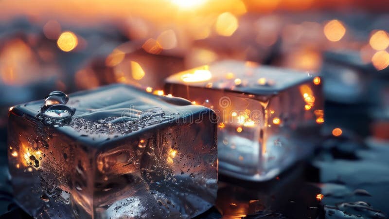 Detailed View of Frozen Cubes Stock Illustration - Illustration of shot ...