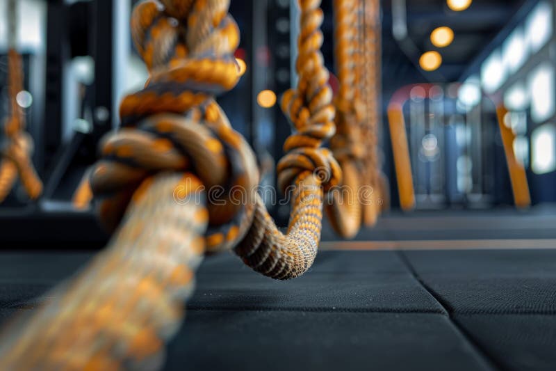 Detailed View of Functional Training Battle Ropes in Use at a Gym Stock ...