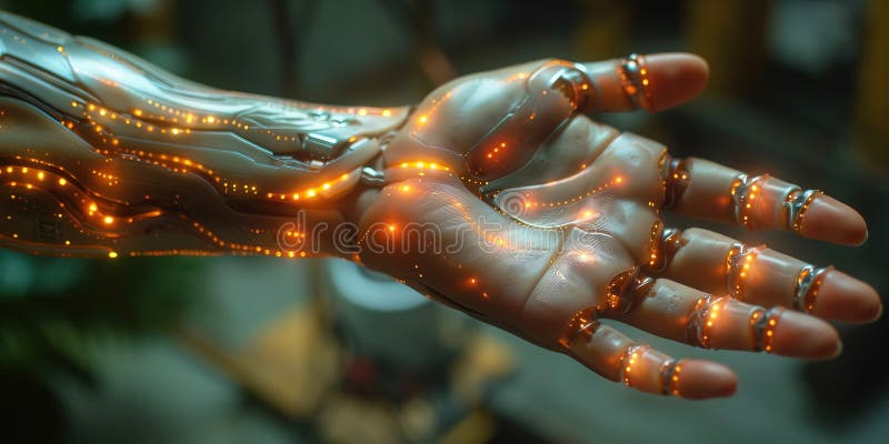 A Detailed View of a Futuristic Artificial Hand Featuring an Additional ...
