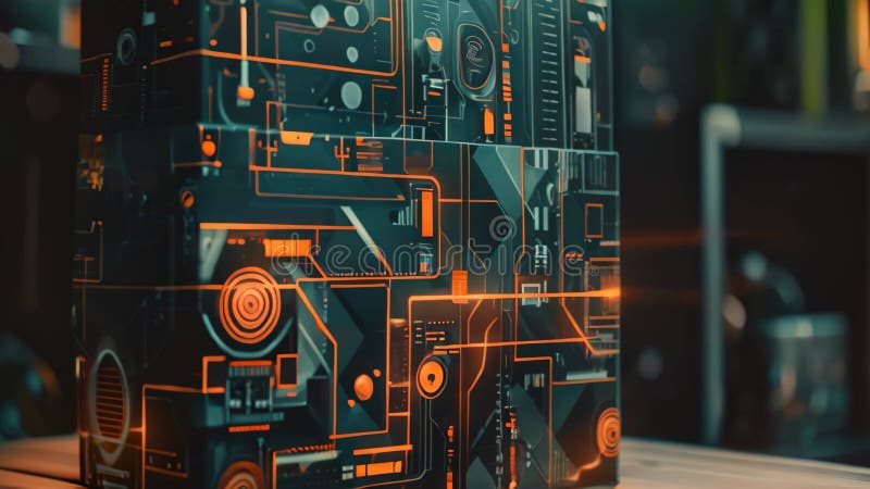 Detailed View of a Futuristic Designed Gift Box Resting on a Table, a ...