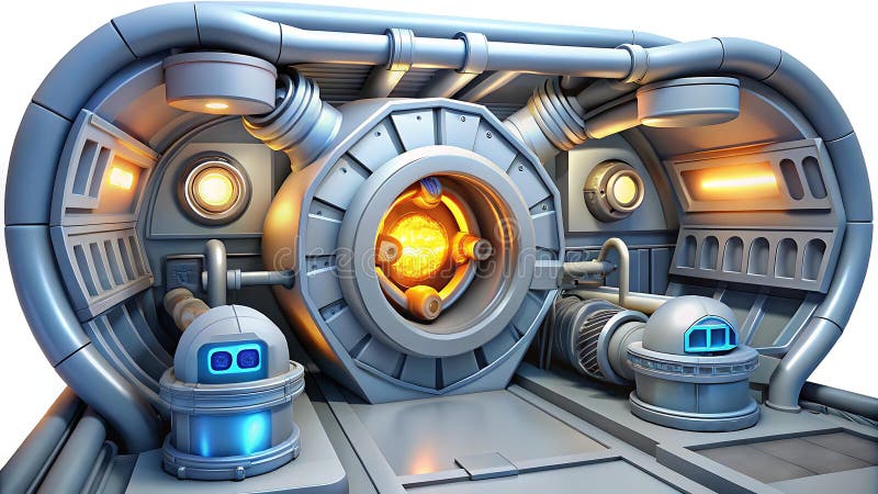 Futuristic Sci,fi Engine Reactor Core Glowing Blue Lights Technology ...
