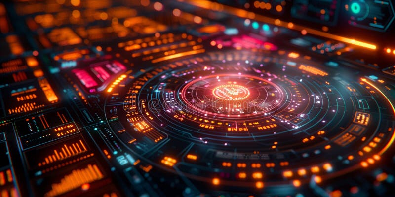 Detailed View of a Futuristic Sound Board Displaying Data Analysis ...