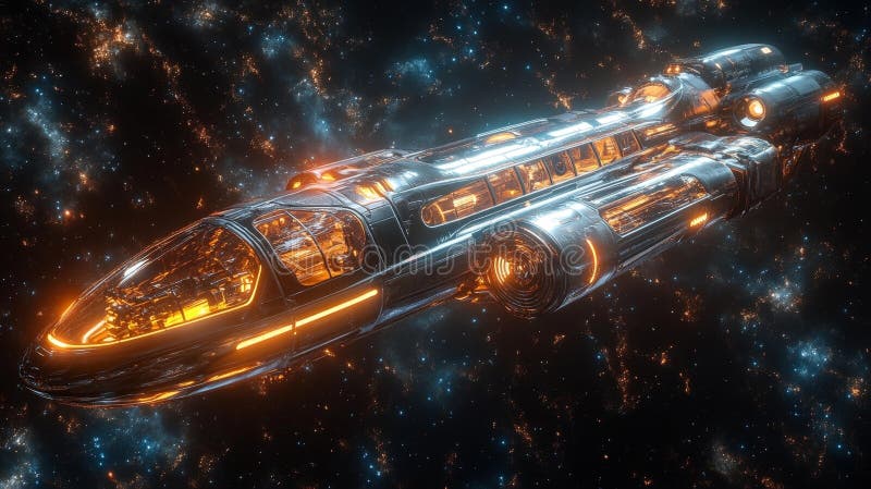 Shiny Futuristic Space Station with Neon Glow and Advanced Engine Stock ...