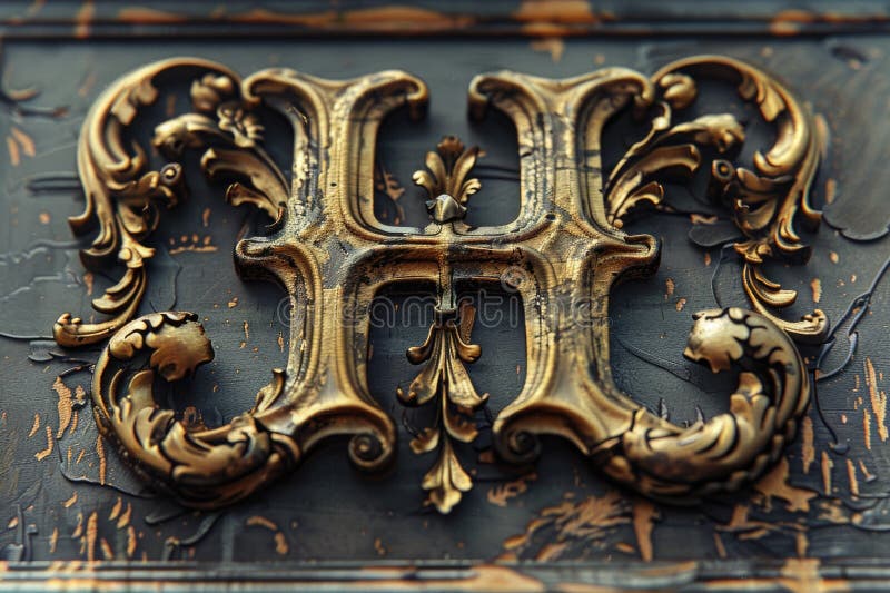 A Detailed View of a Golden Letter H Symbol Stock Photo - Image of ...