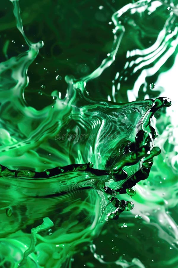A Detailed View of a Green Liquid Splash, Perfect for Scientific or ...