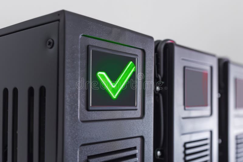 A Detailed View of a Green Tick Symbol Marked on a White Surface Stock ...