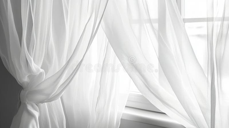 A Detailed View of Grey Sheer Curtains, Emphasizing Texture and Light ...