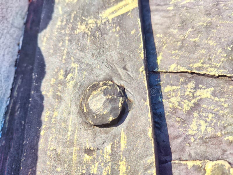 Detailed View of Hand Forged Iron Strap Hinge and Round Rivet. Close-up ...