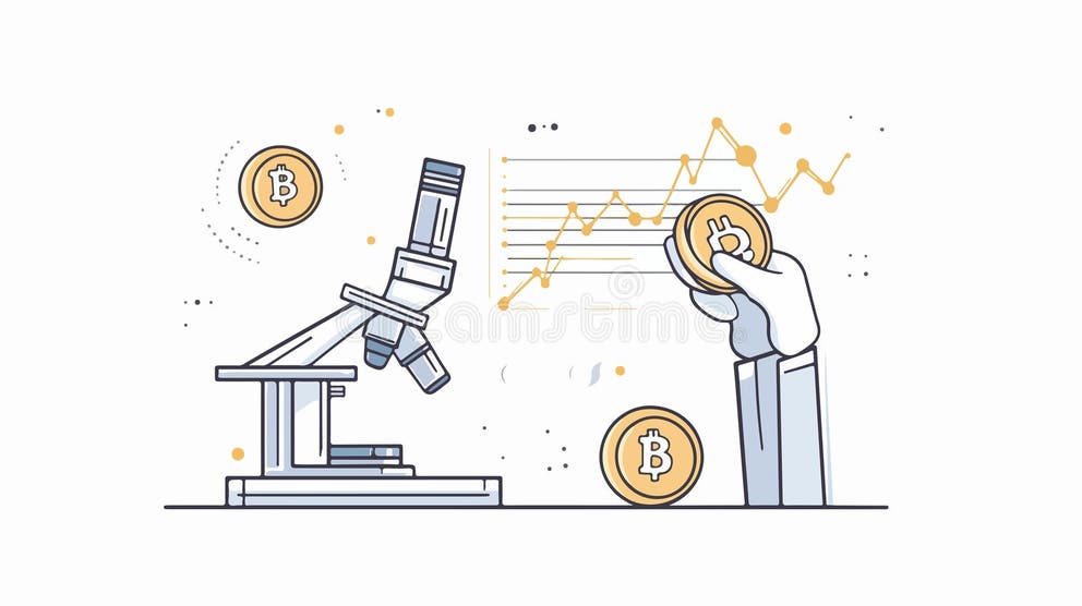 Detailed View of Hand Holding a DEFI Coin Under Microscope for Analysis ...