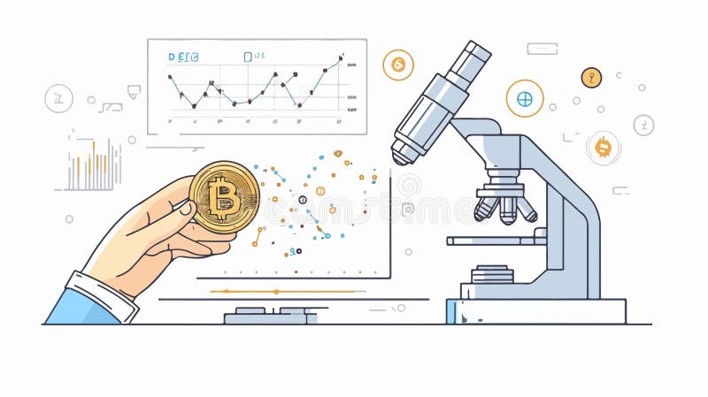 Detailed View of Hand Holding a DEFI Coin Under Microscope for Analysis ...