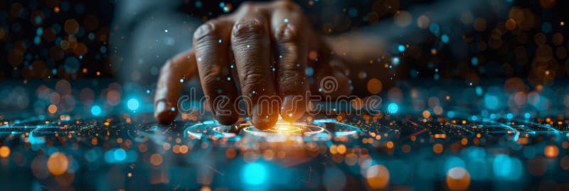 A Detailed View of a Hand Touching a Digital Display Screen Stock ...