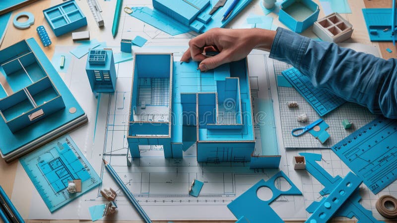 The Architectural Model Blueprint.AI Generated Image Stock Image ...