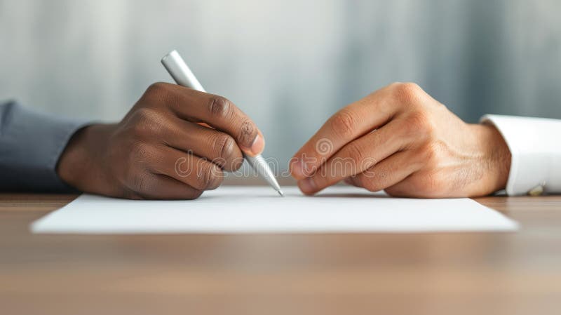 A Detailed View of Hands Expertly Signing a Document, Symbolizing ...