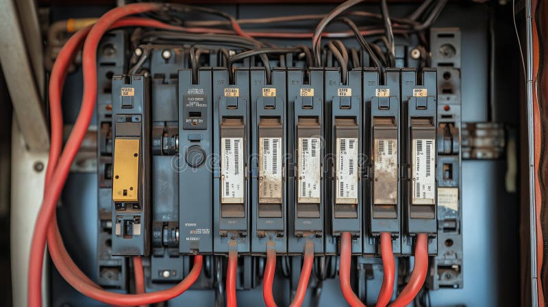 Detailed View of a High-definition Electrical Panel with Multiple ...
