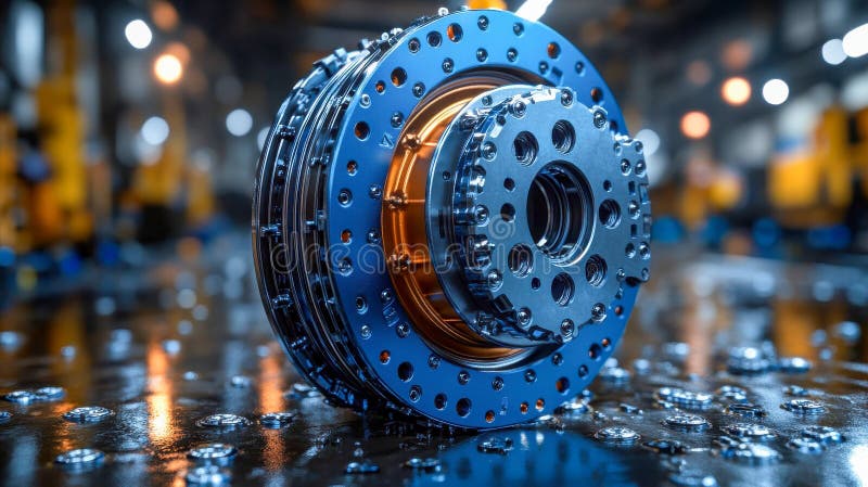 Detailed View of a High-performance Disc Brake System with Glowing ...