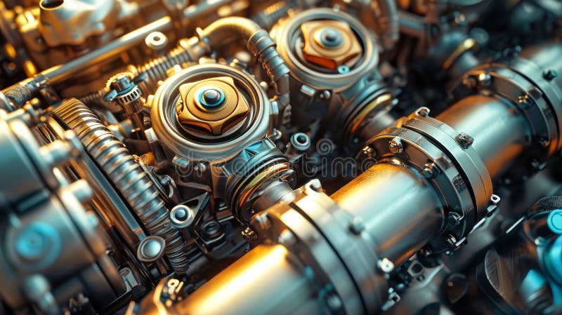 Detailed View of a High-tech Engine Being Assembled with Precision in a ...
