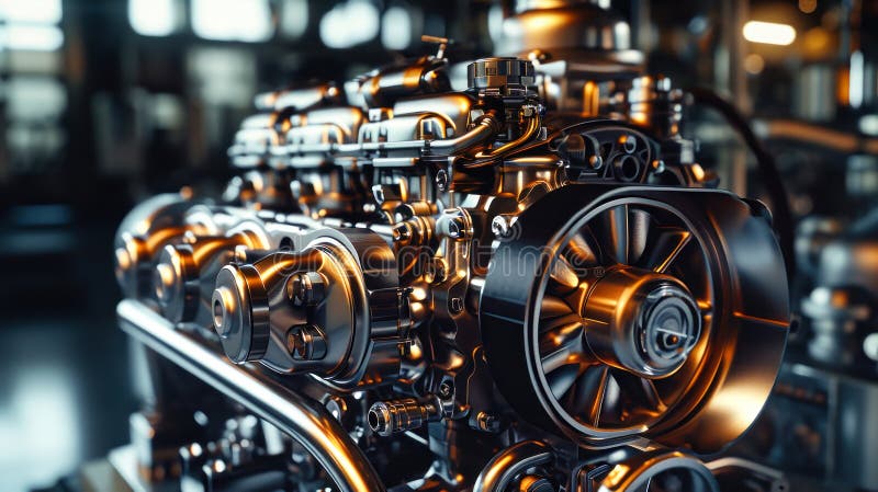 Detailed View of a High-tech Engine Being Assembled with Precision in a ...