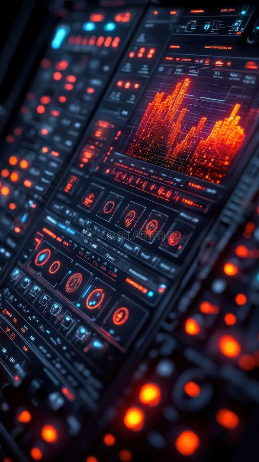 High-tech Futuristic Control Panel with Glowing Graphs Stock Image ...