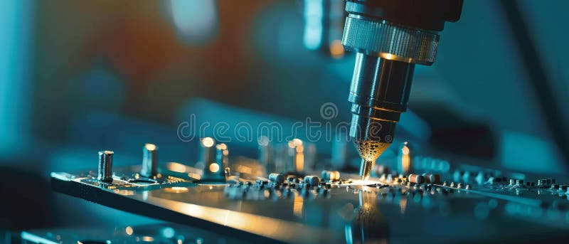 A Detailed View of a High-tech Soldering Process on a Circuit Board ...