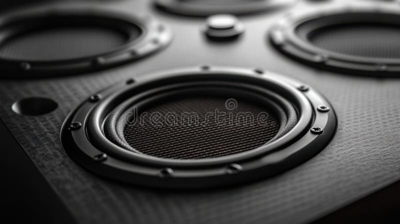 Close Up of a Speaker Cone in a Sound System Setup Stock Image - Image ...