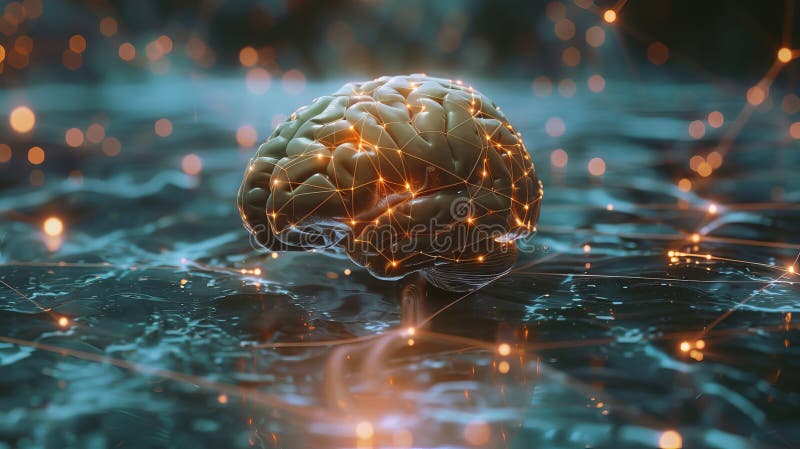 Detailed View of Human Brain Displaying Active Neural Network ...