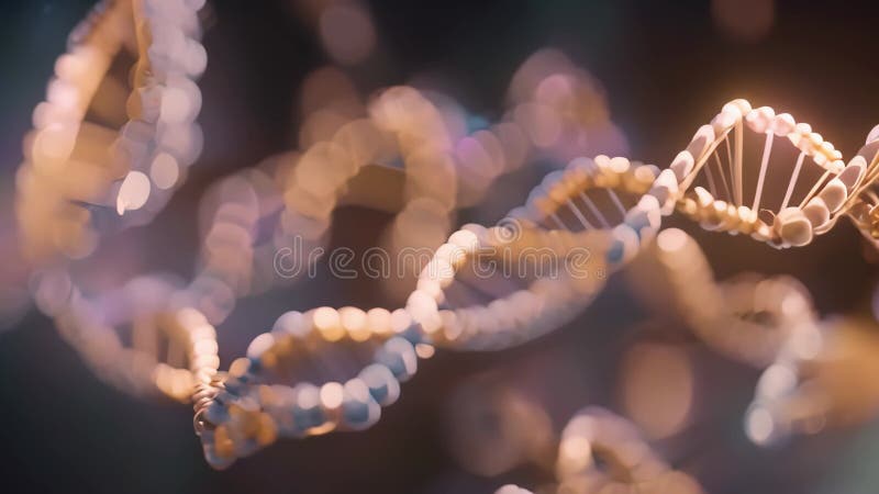 Detailed View of a Human Cell Model Showcasing DNA Strands Twisting and ...