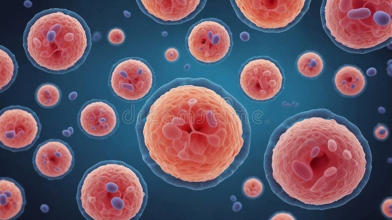 Detailed View of Human Cells Showing Cellular Structure and Activity ...