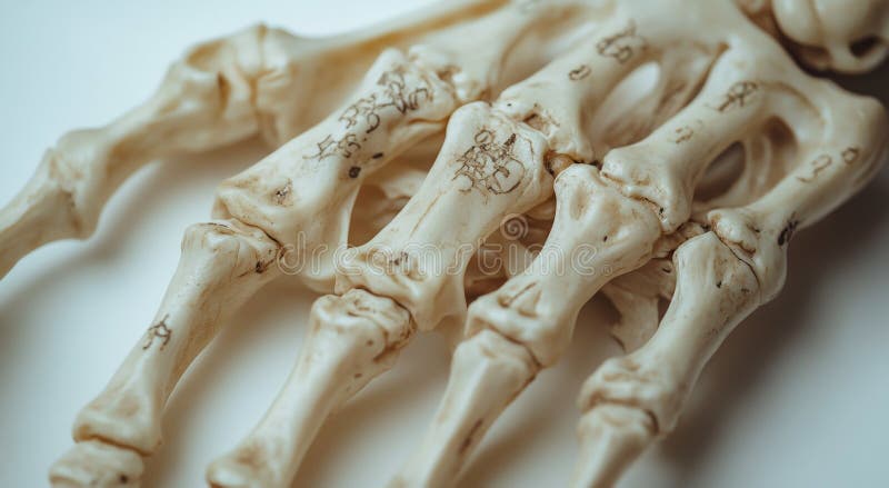 Detailed View of a Human Hand Skeletal Structure Highlighting Bones and ...