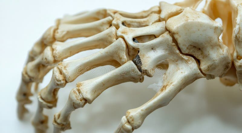 Detailed View of a Human Hand Skeletal Structure Highlighting Bones and ...