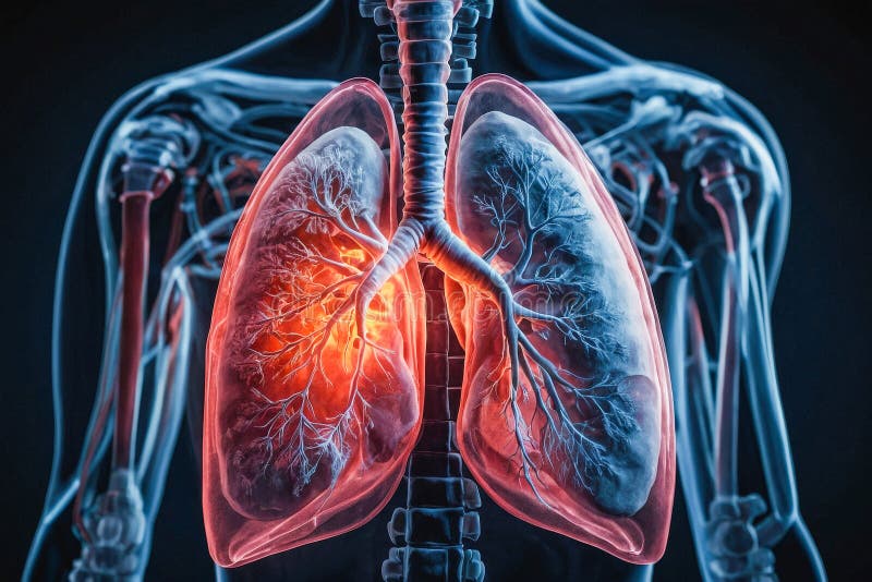 Human Lungs with Detailed Anatomy and Highlighting of Respiratory ...
