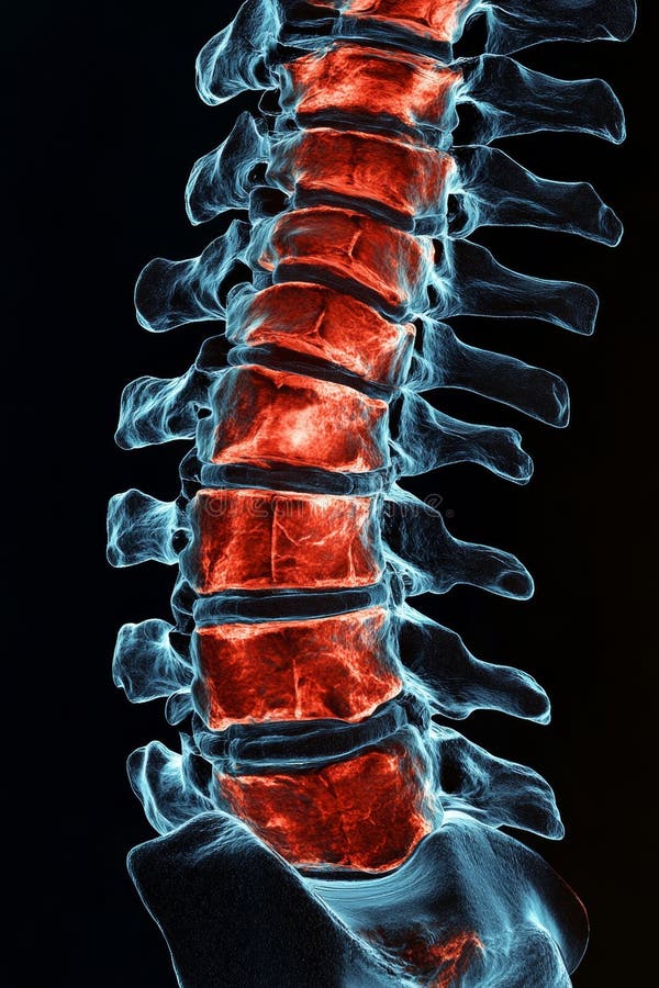 Detailed View of a Human Spine Highlighting the Vertebrae Structure and ...