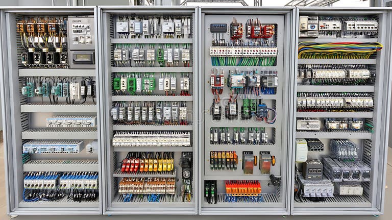 Detailed View of an Industrial Electrical Control Panel Stock ...
