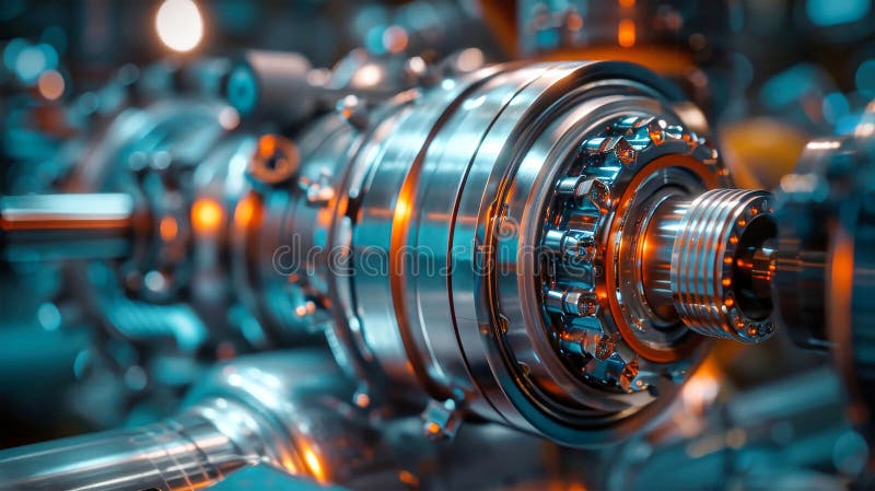 A Detailed View of an Industrial Rotor with Multiple Gears in Motion ...
