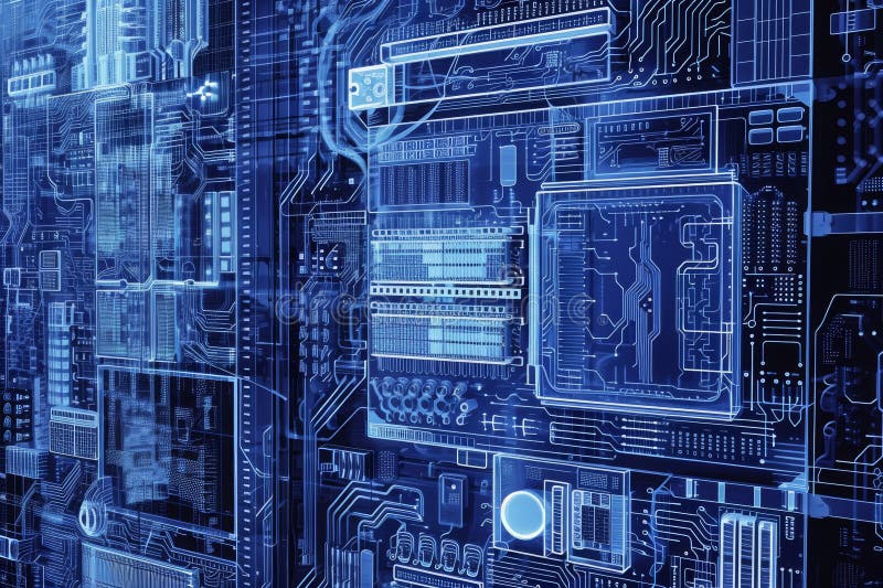 Computer Blueprint Motherboard Stock Illustrations – 1,045 Computer ...