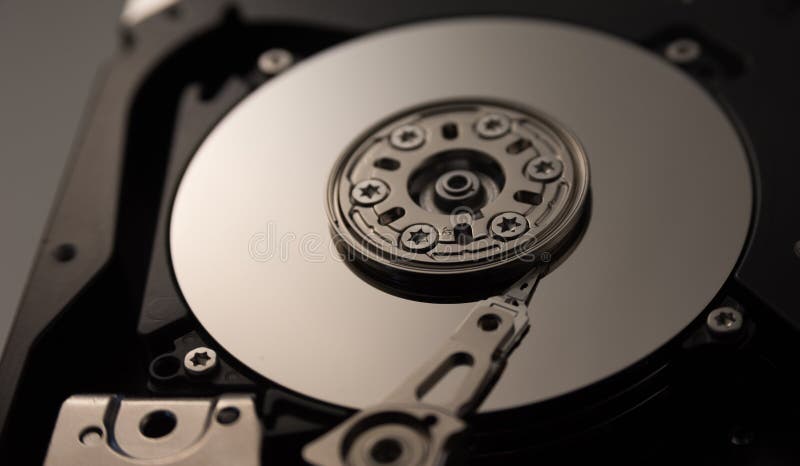 Detailed View of the Inside of a Hard Disk Drive Stock Image - Image of ...