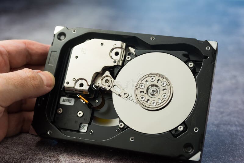 Detailed View of the Inside of a Hard Disk Drive Stock Image - Image of ...