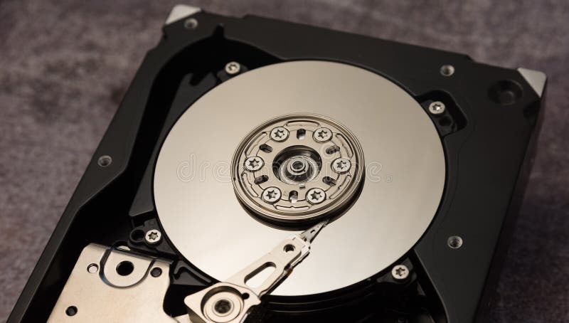 Detailed View of the Inside of a Hard Disk Drive Stock Image - Image of ...