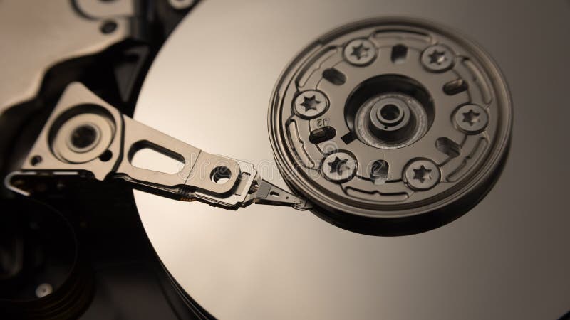 Detailed View of the Inside of a Hard Disk Drive Stock Image - Image of ...
