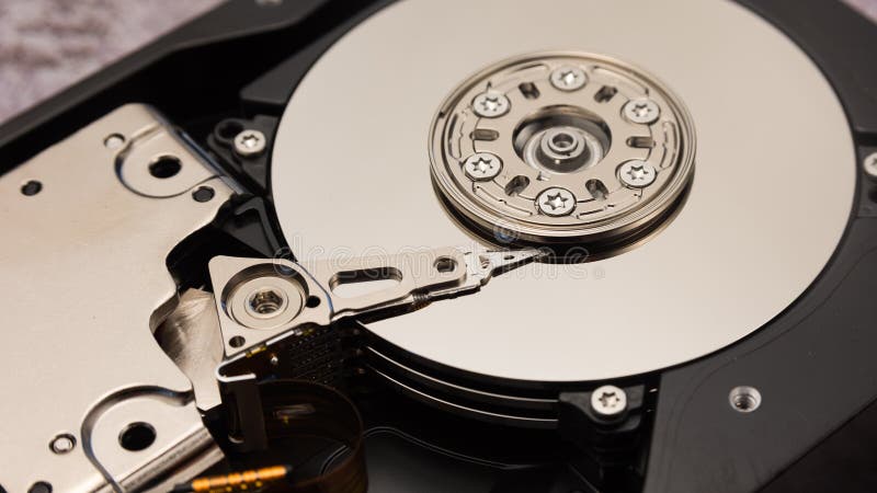 Detailed View of the Inside of a Hard Disk Drive Stock Image - Image of ...