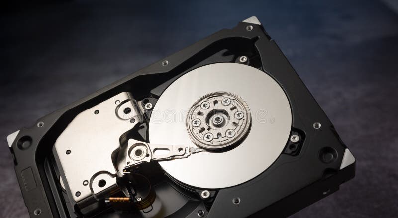 Detailed View of the Inside of a Hard Disk Drive Stock Image - Image of ...