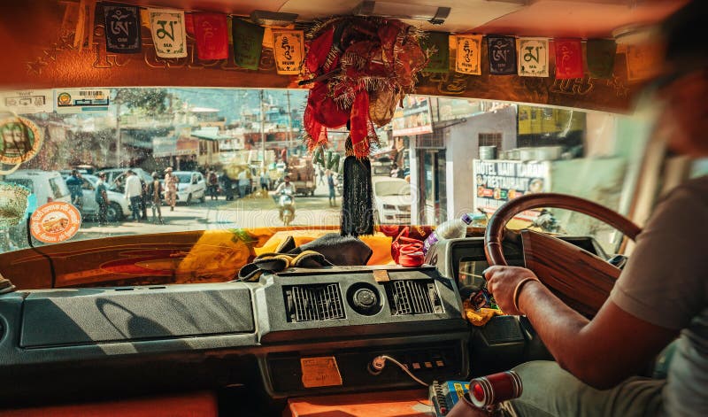 A Detailed View from Inside an Indian Truck on the Road. Stock Photo ...