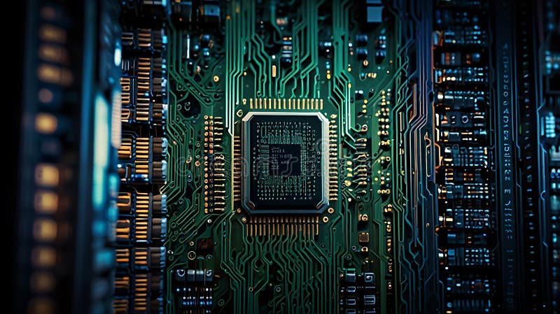 Detailed View of an Integrated Circuit on a Modern Motherboard Stock ...